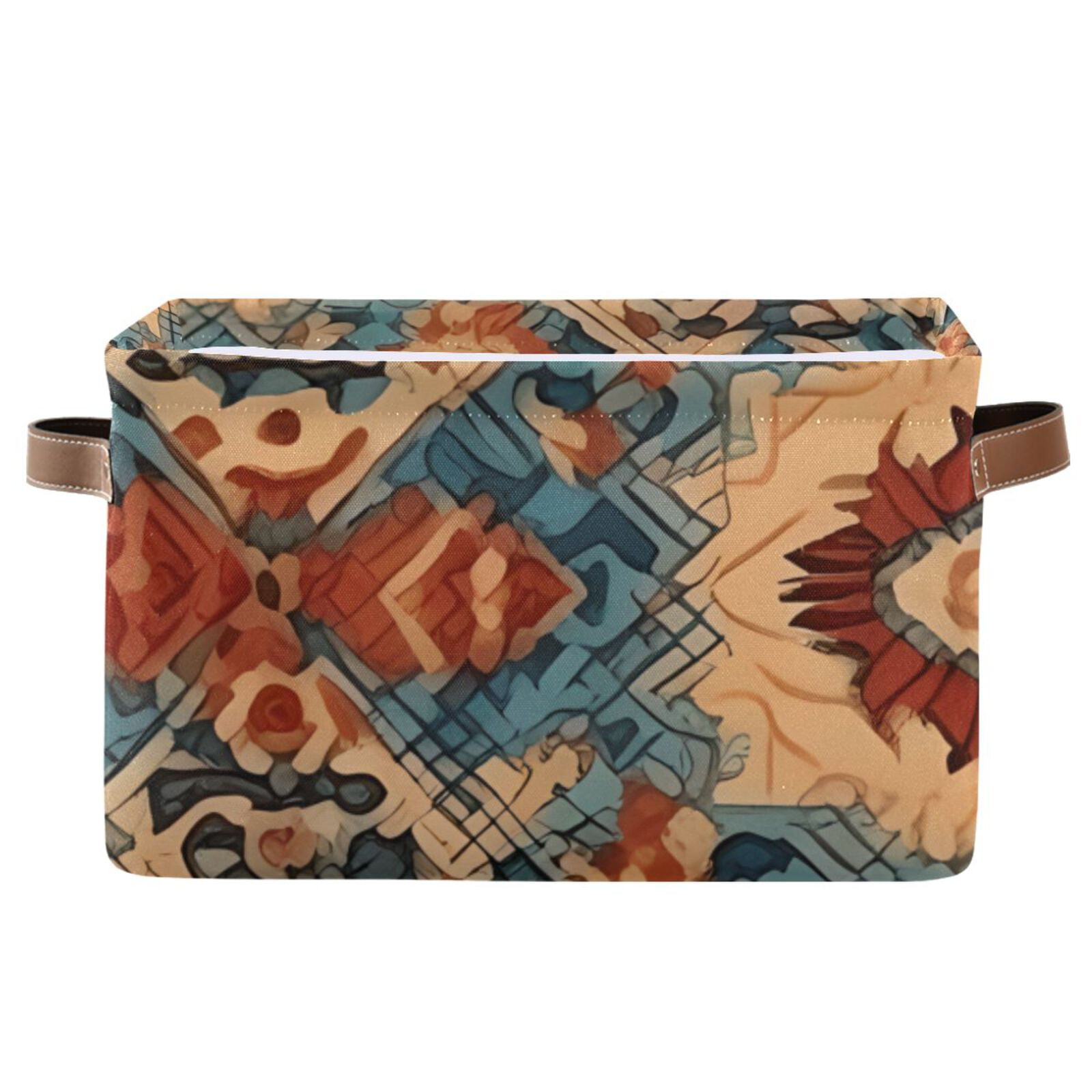 Pattern Traditional and Vintage Storage Bins Baskets With Handles ...