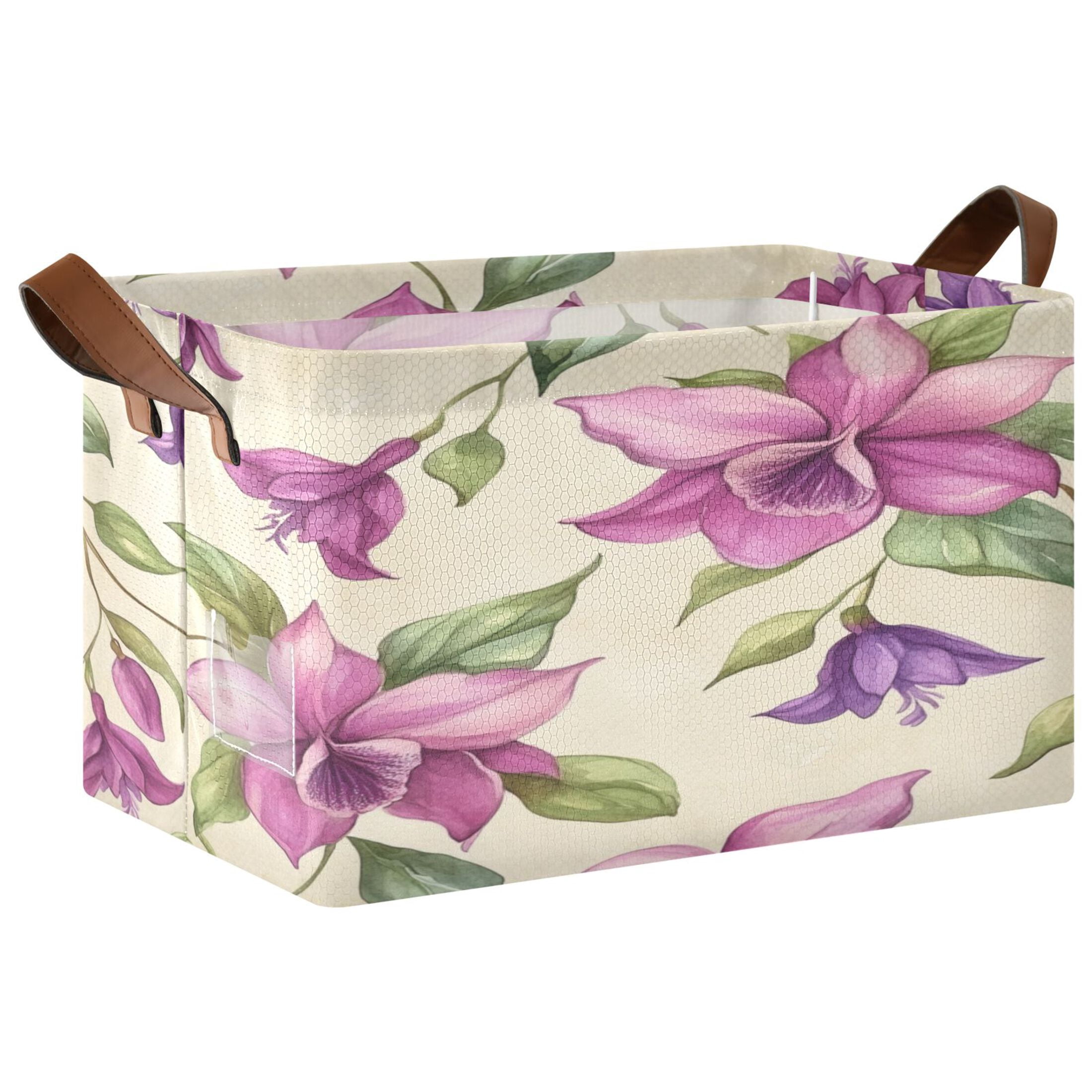 A Pattern with Watercolor Fuchsia Orchids Storage Basket Soccer Plaid ...