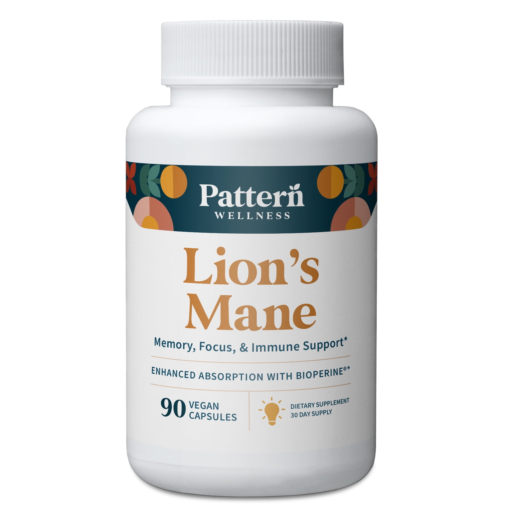 Pattern Wellness Lion's Mane Supplement - Brain Health SuperFood ...