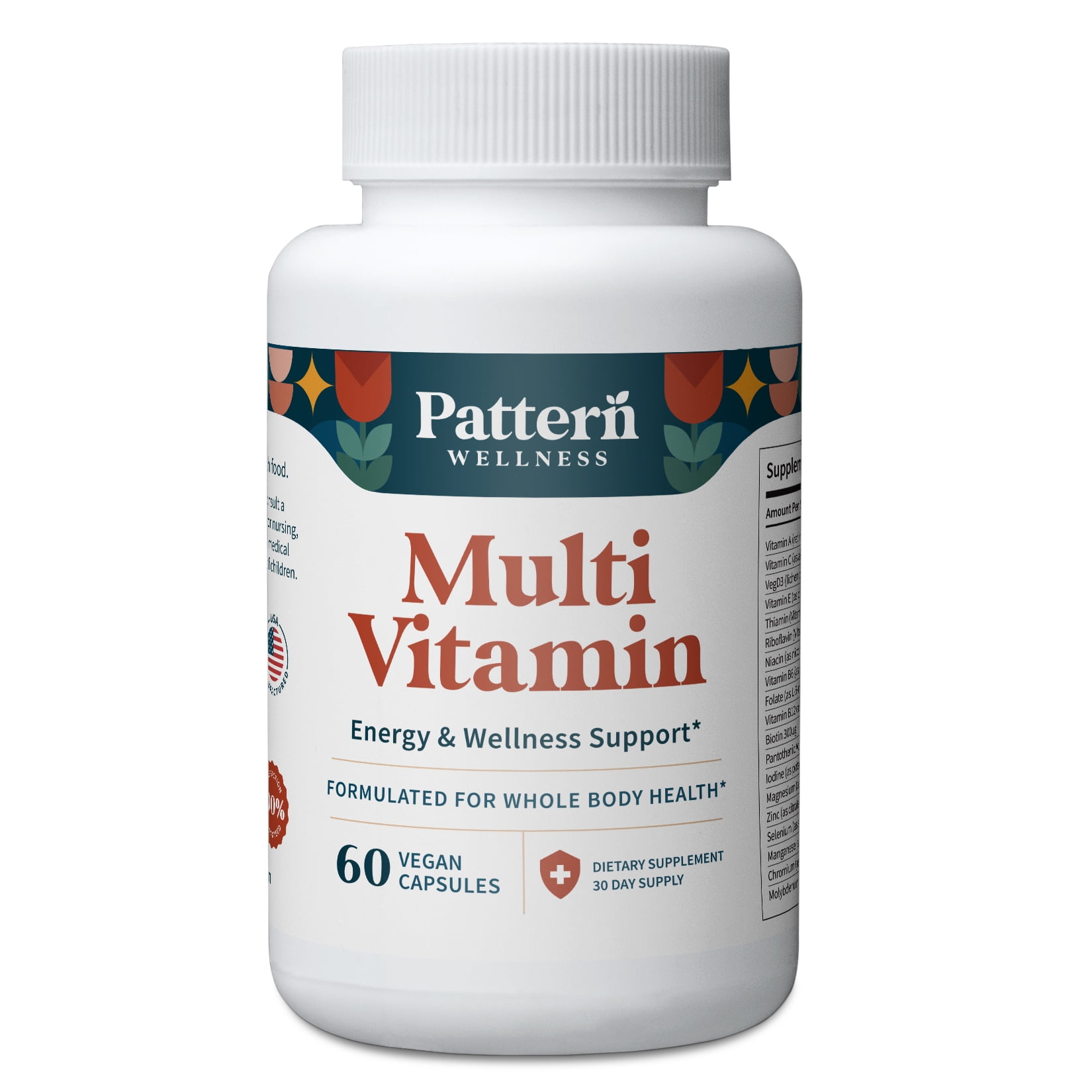 Pattern Wellness Multivitamin for Men & Women - Vitamin A, B, C, D, E ...