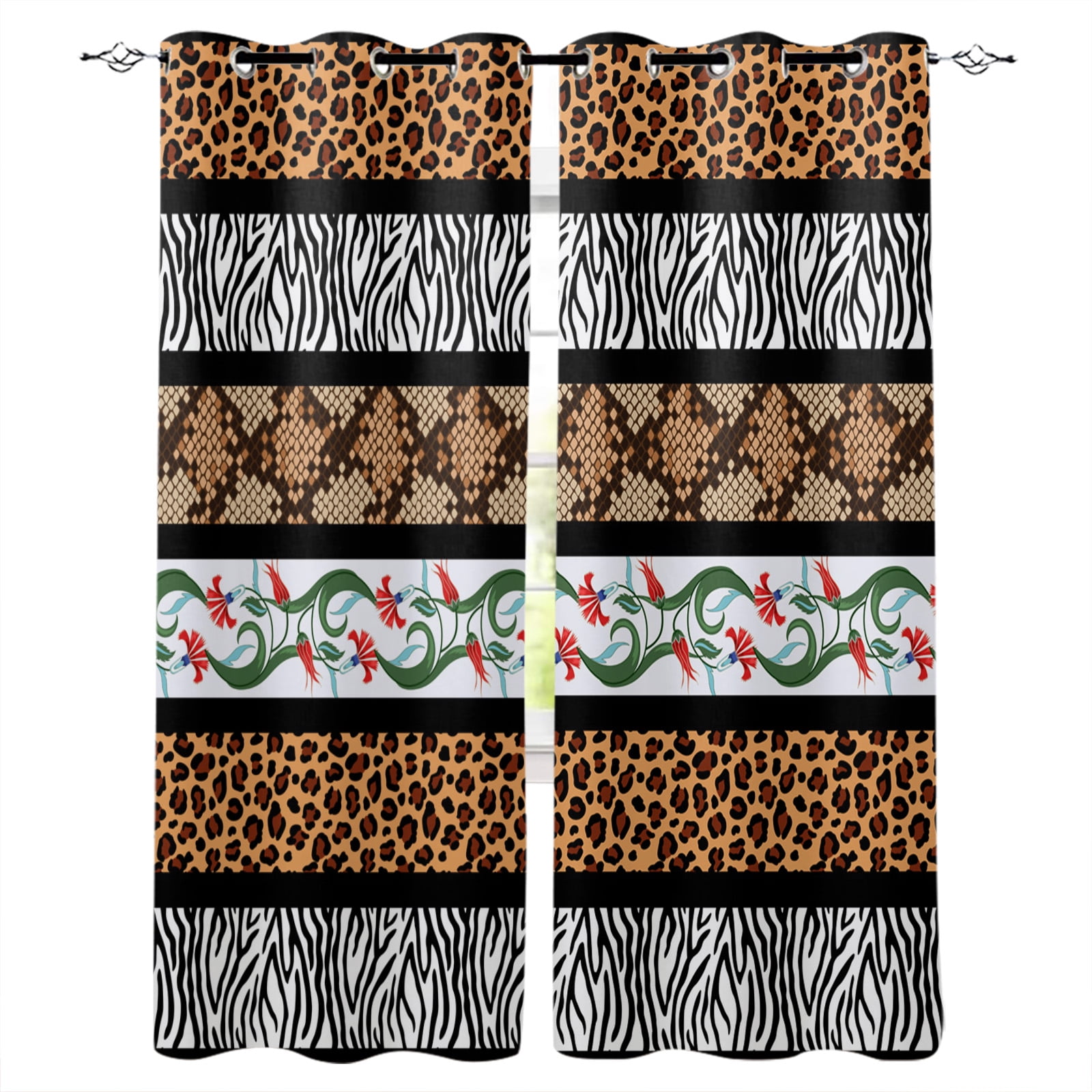 Pattern Zebra Print Leopard Print Window Curtains Living Room Fabric ...