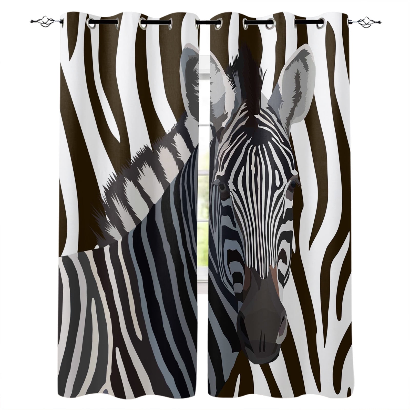 Pattern Zebra Print Leopard Print Window Curtains Living Room Fabric ...