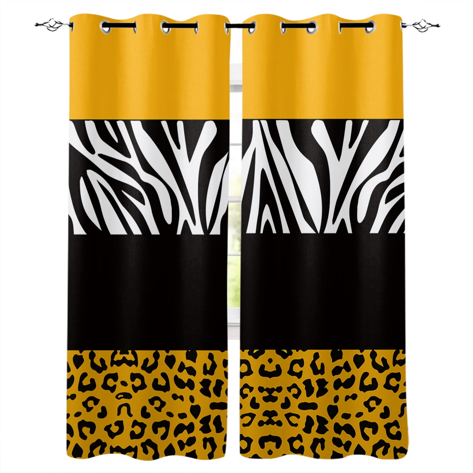 Pattern Zebra Print Leopard Print Window Curtains Living Room Fabric ...
