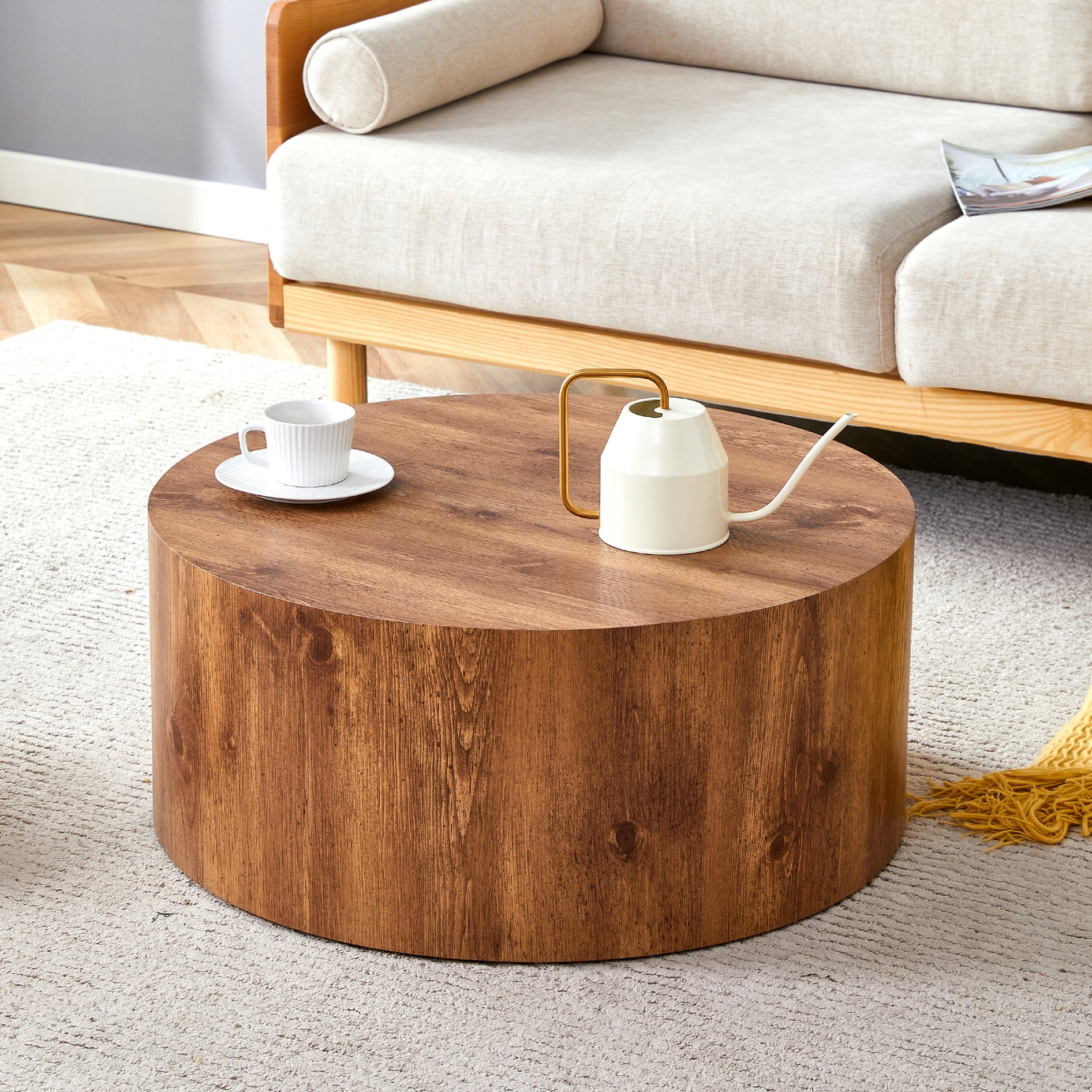 Pattern - designed cylindrical MDF table for various interior styles ...
