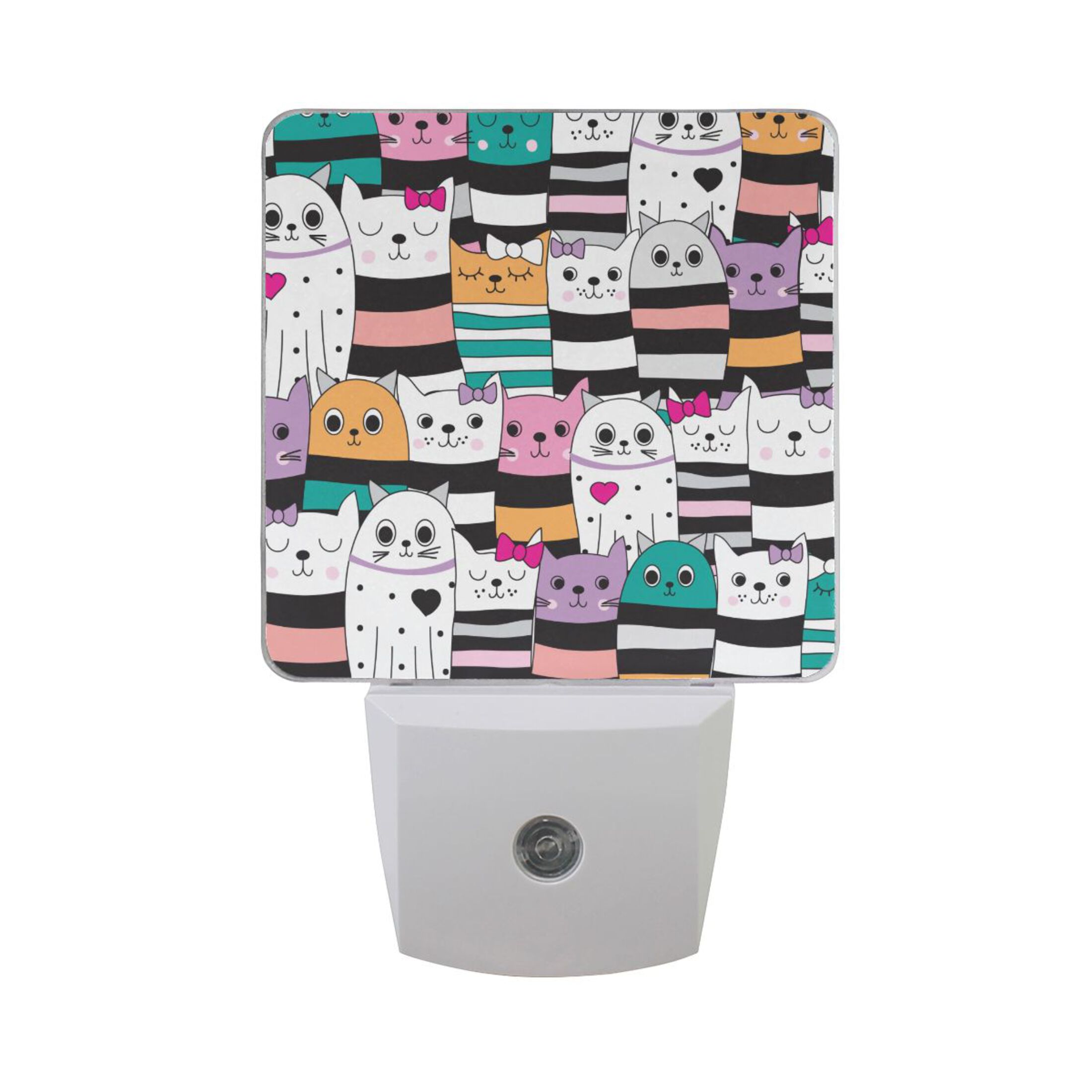 Pattern with Cats Night Light LED Dusk to Dawn Night Lamp Auto Sensor ...