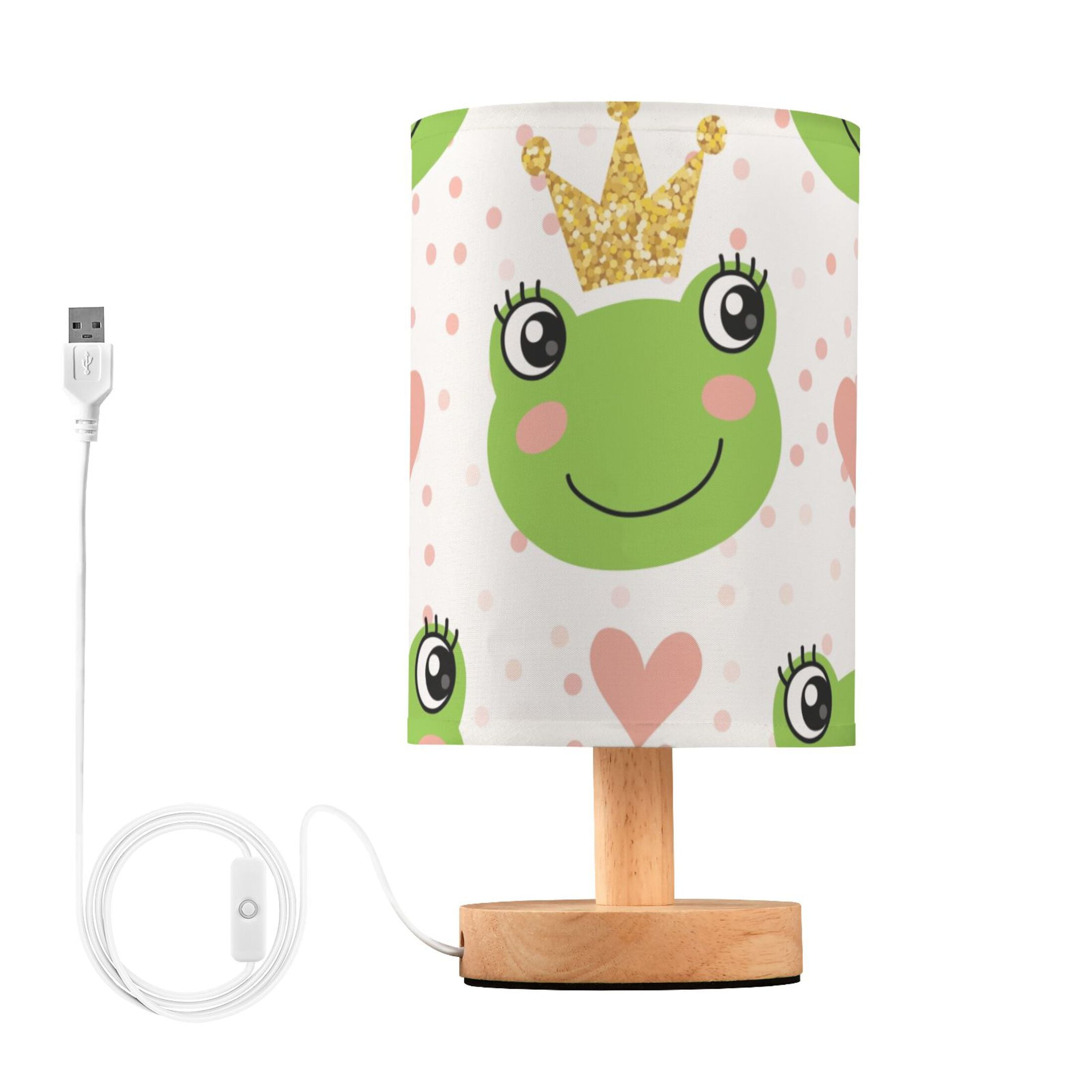 Pattern with Cute Frogs Bedside Table Lamp LED Warm Lights with USB ...