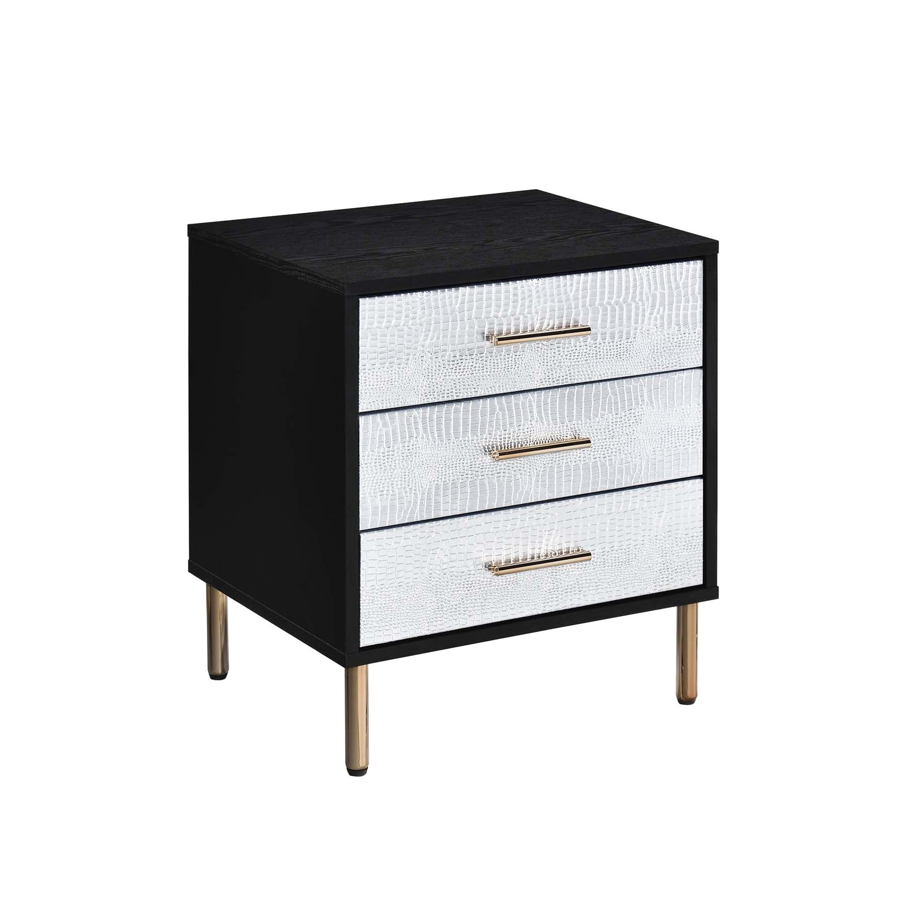 Patterned 3 - Drawer Nightstand | Bedroom Nightstand for Items | Metal ...