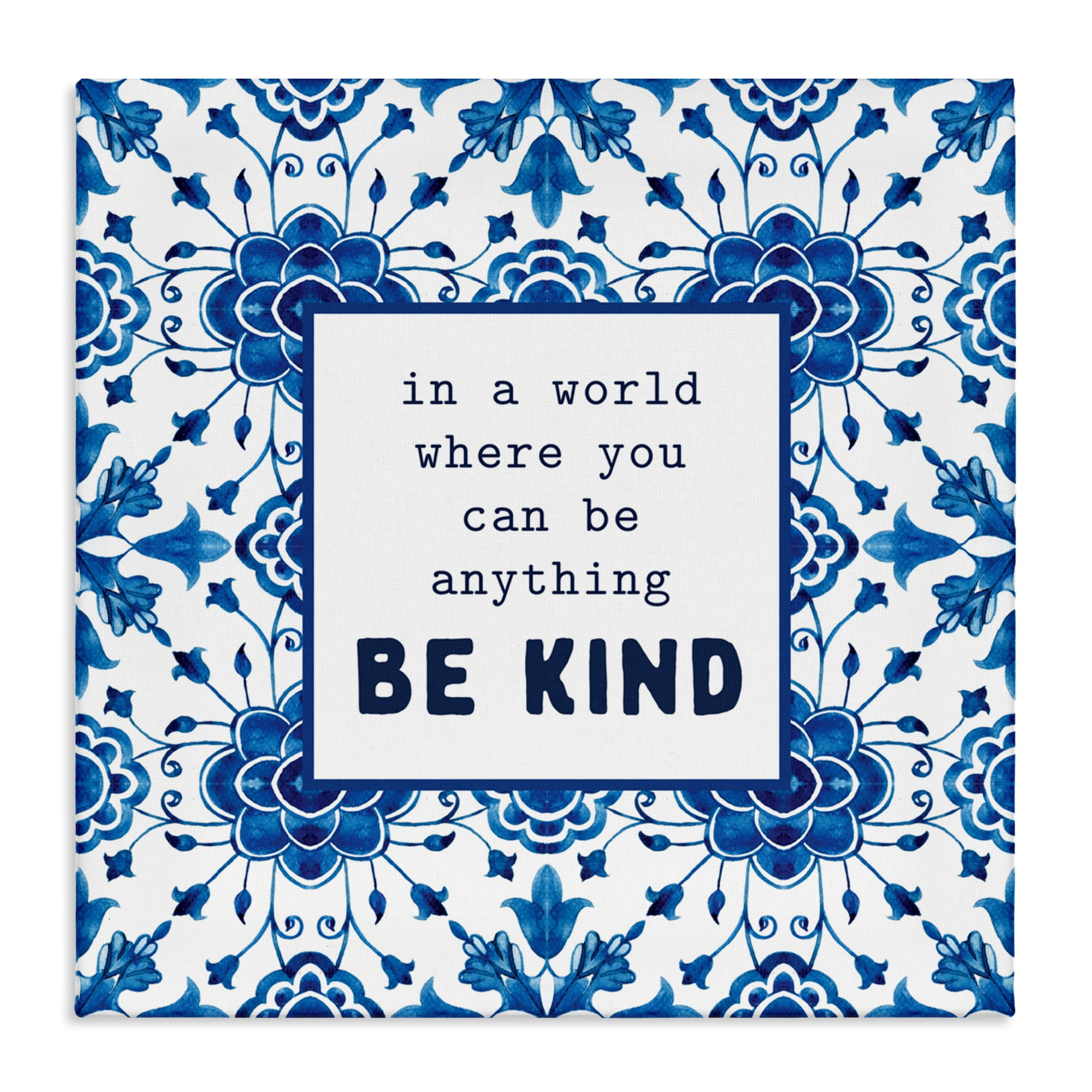 Patterned Be Kind Encouragement Canvas Wall Art, design by Lettered and ...