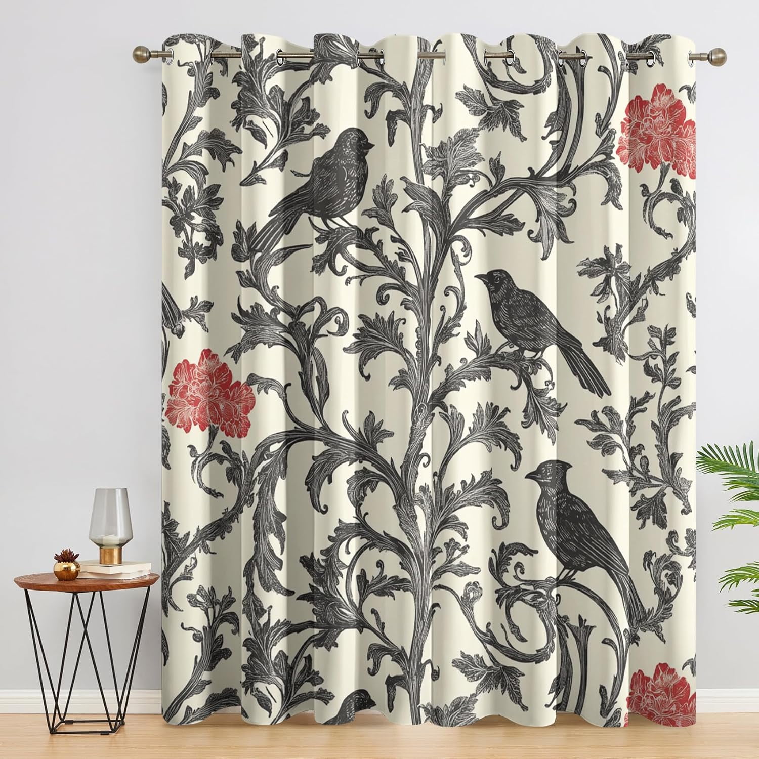 Patterned Curtains for Dining Room Living Room,Brown and black Blackout ...