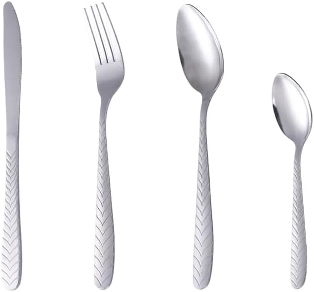 Patterned Hammered Silverware Set, 48-Piece Stainless Steel Flatware ...