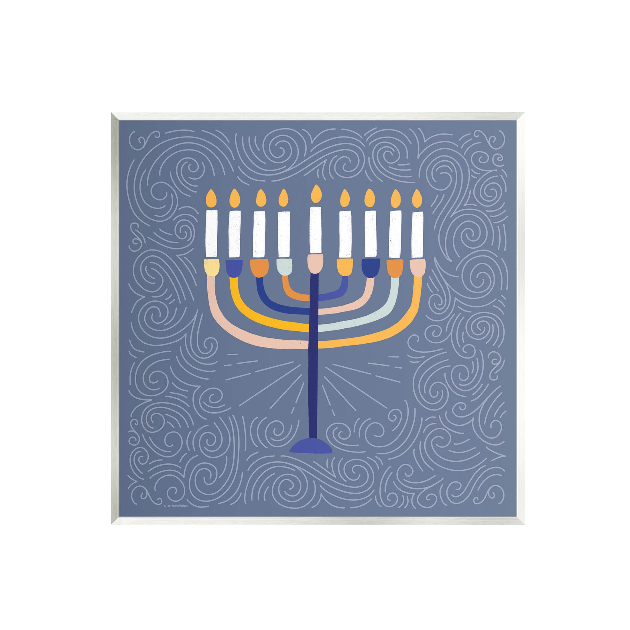 Patterned Hanukkah Menorah Swirls Holiday Graphic Art Unframed Art ...