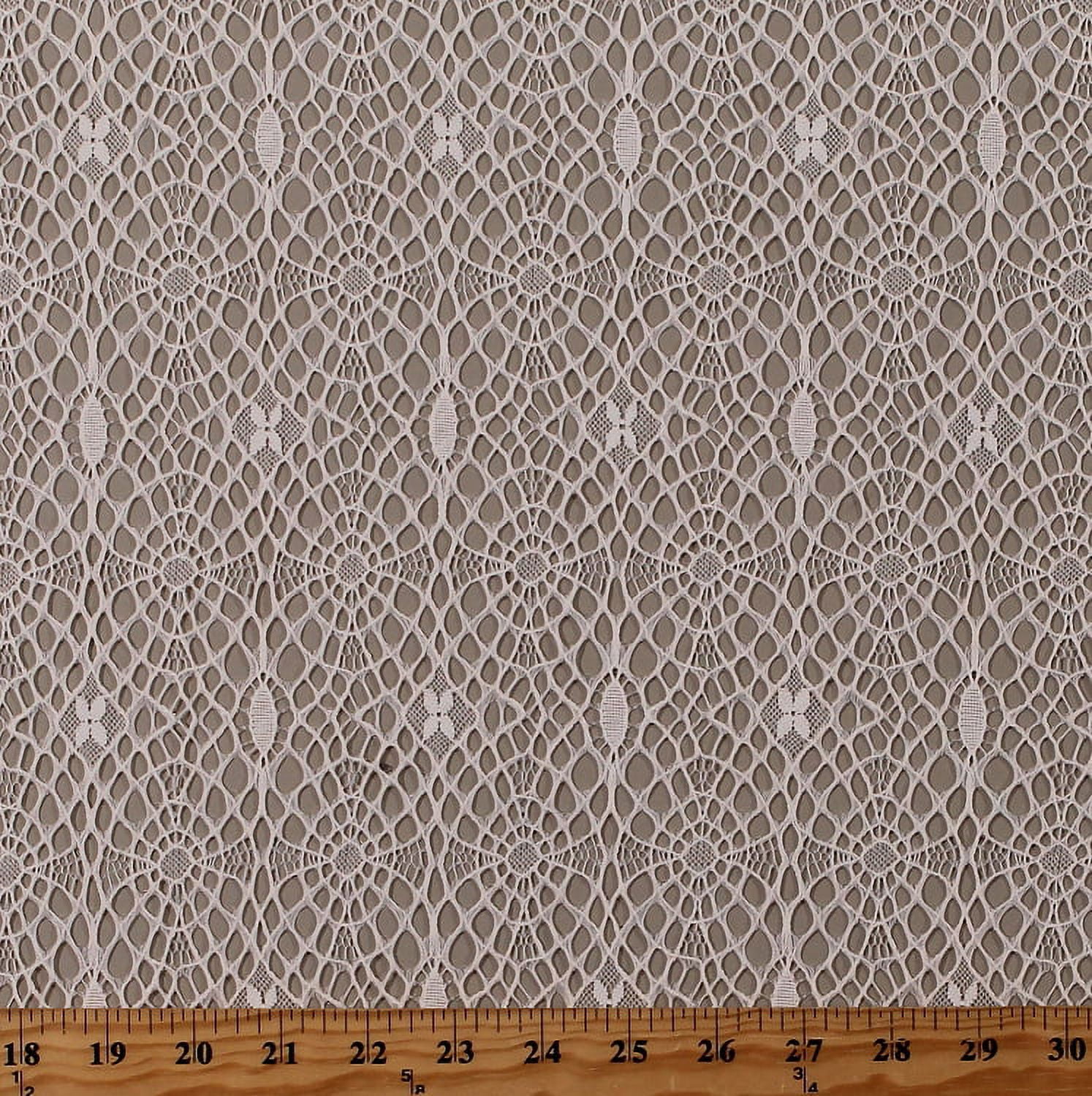 Patterned Lace Ivory Allover Lace Look Soft 60" Wide Nylon Fabric by ...