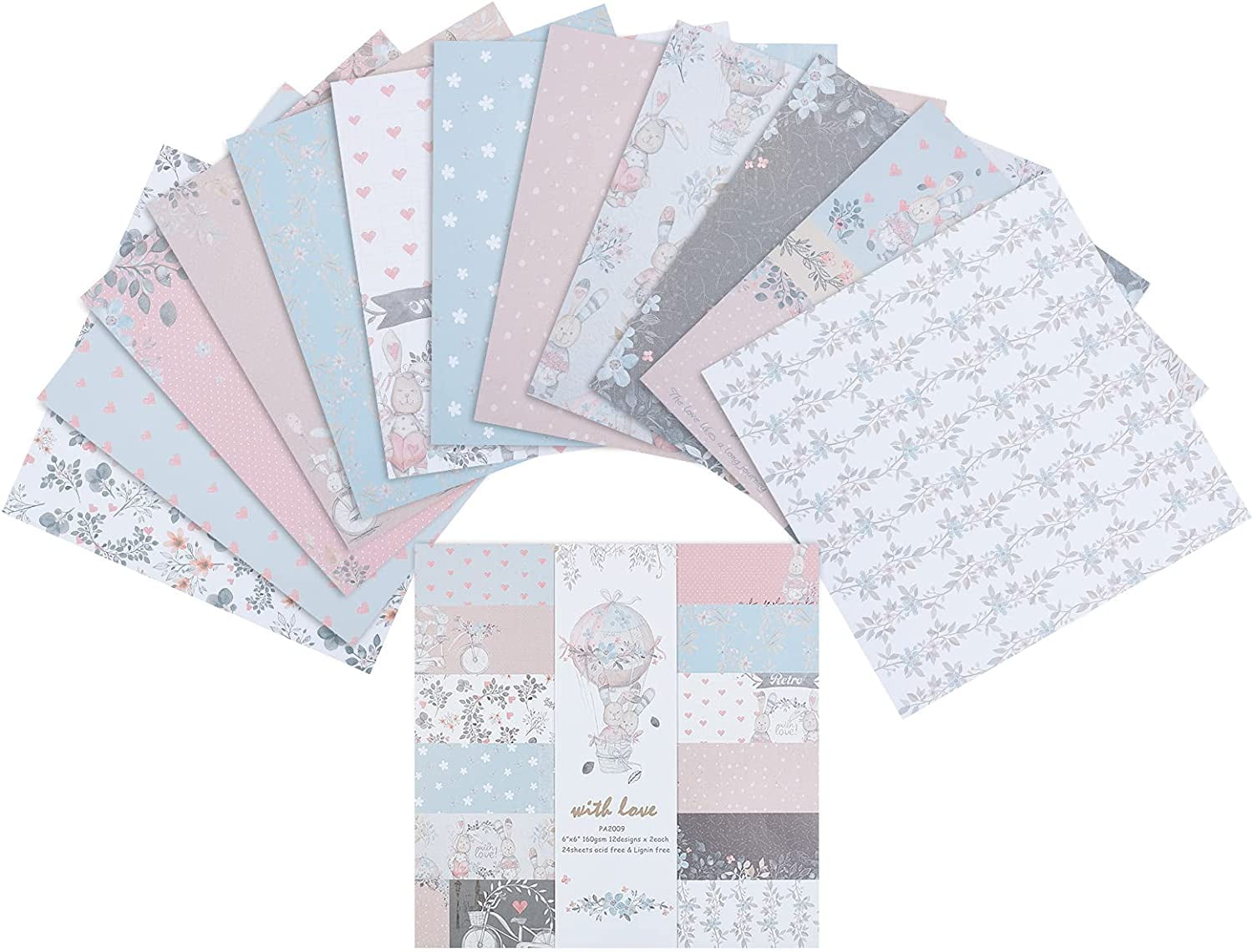 Patterned Paper Pad Scrapbook Paper Pack 24 Sheet Single-Sided Paper ...