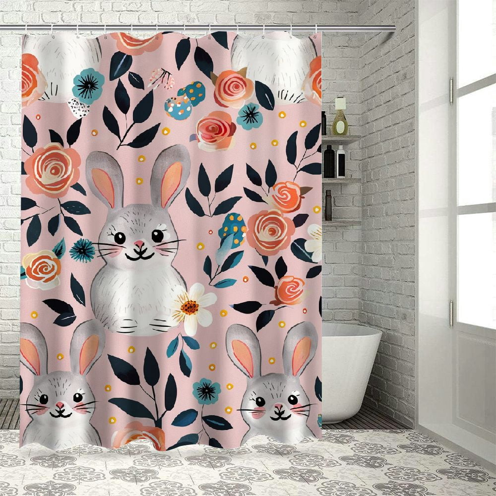 Patterned Shower Curtain, Waterproof Fabric Shower Curtain Set for ...
