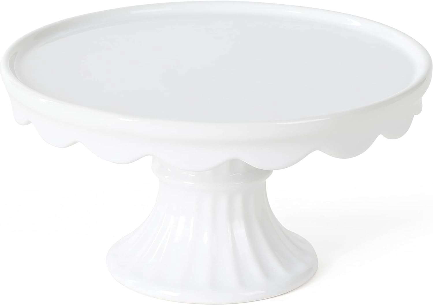 Patterson 10" Round White Stoneware Pedestal Cake Stand, 5.1" Tall ...