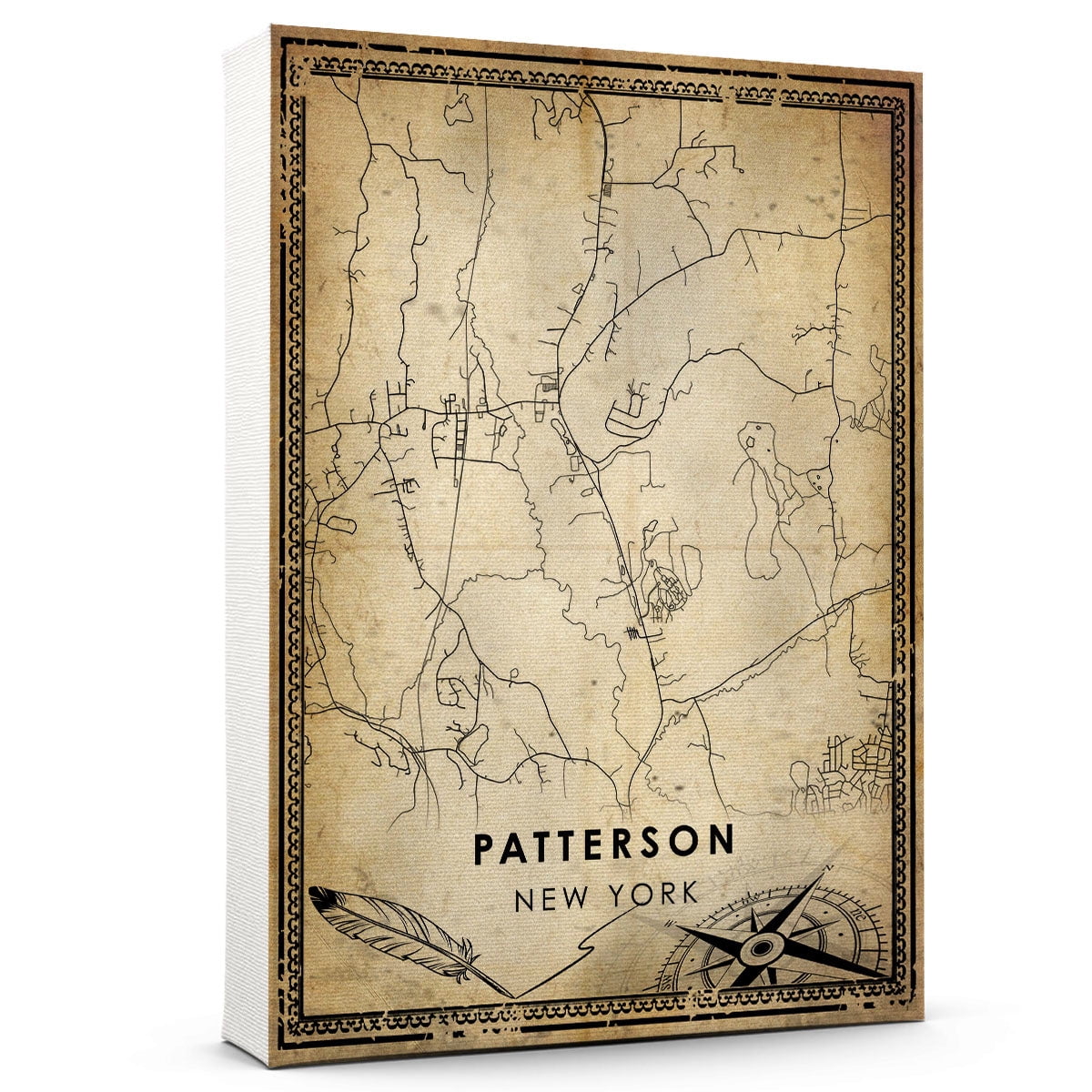 Patterson Vintage Map Prints Canvas, New York Map Art Canvas, Canvas ...