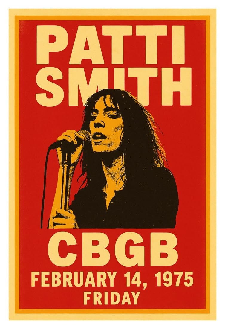 Patti Smith Poster, Concert at CBGB, February 14th, 1975, New York, Punk Rock, Art Print ...