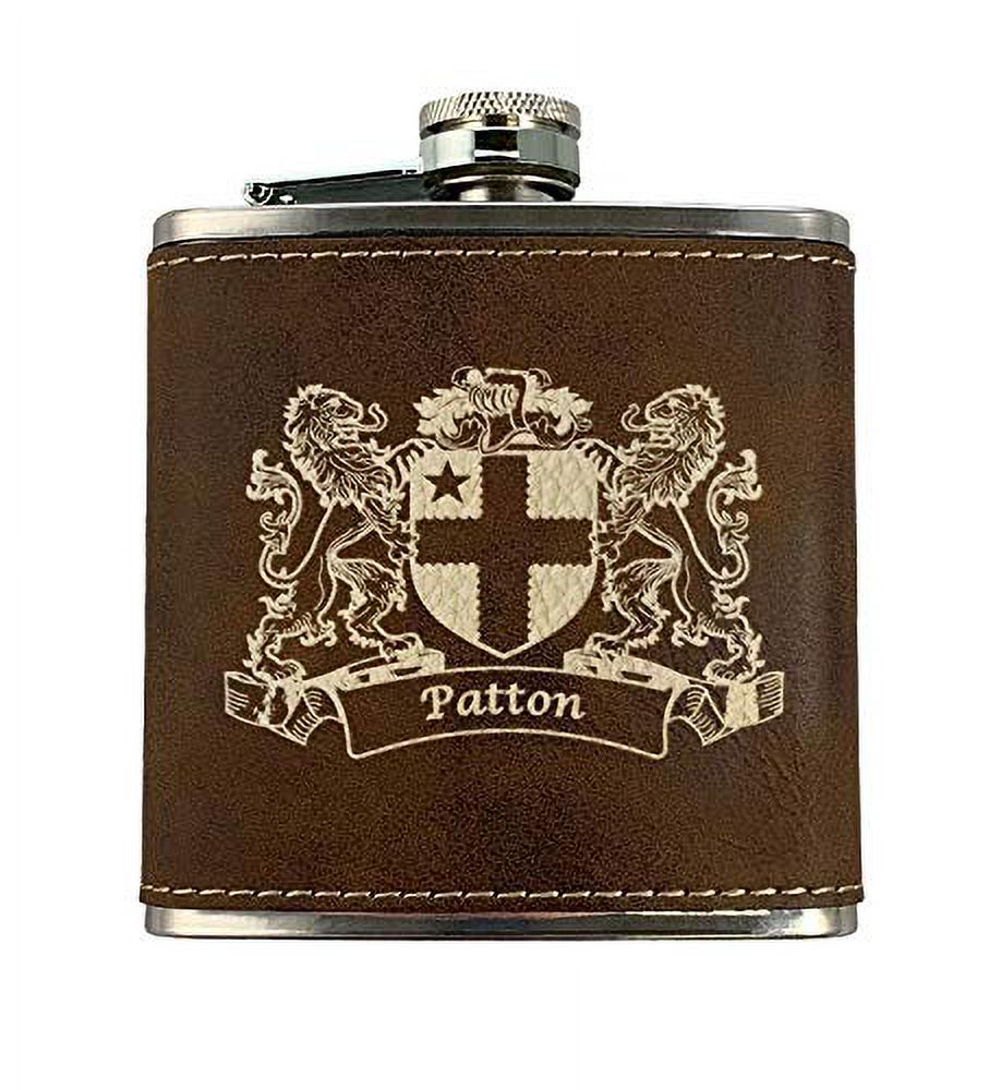 Patton Irish Coat of Arms Leather Flask - Rustic Brown - Walmart.com
