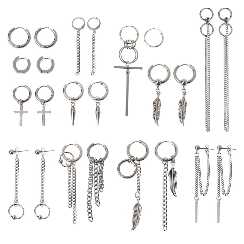 PatungKu Fashion Statement Kpop Korean Drop Earring Steel Chain Dangle ...