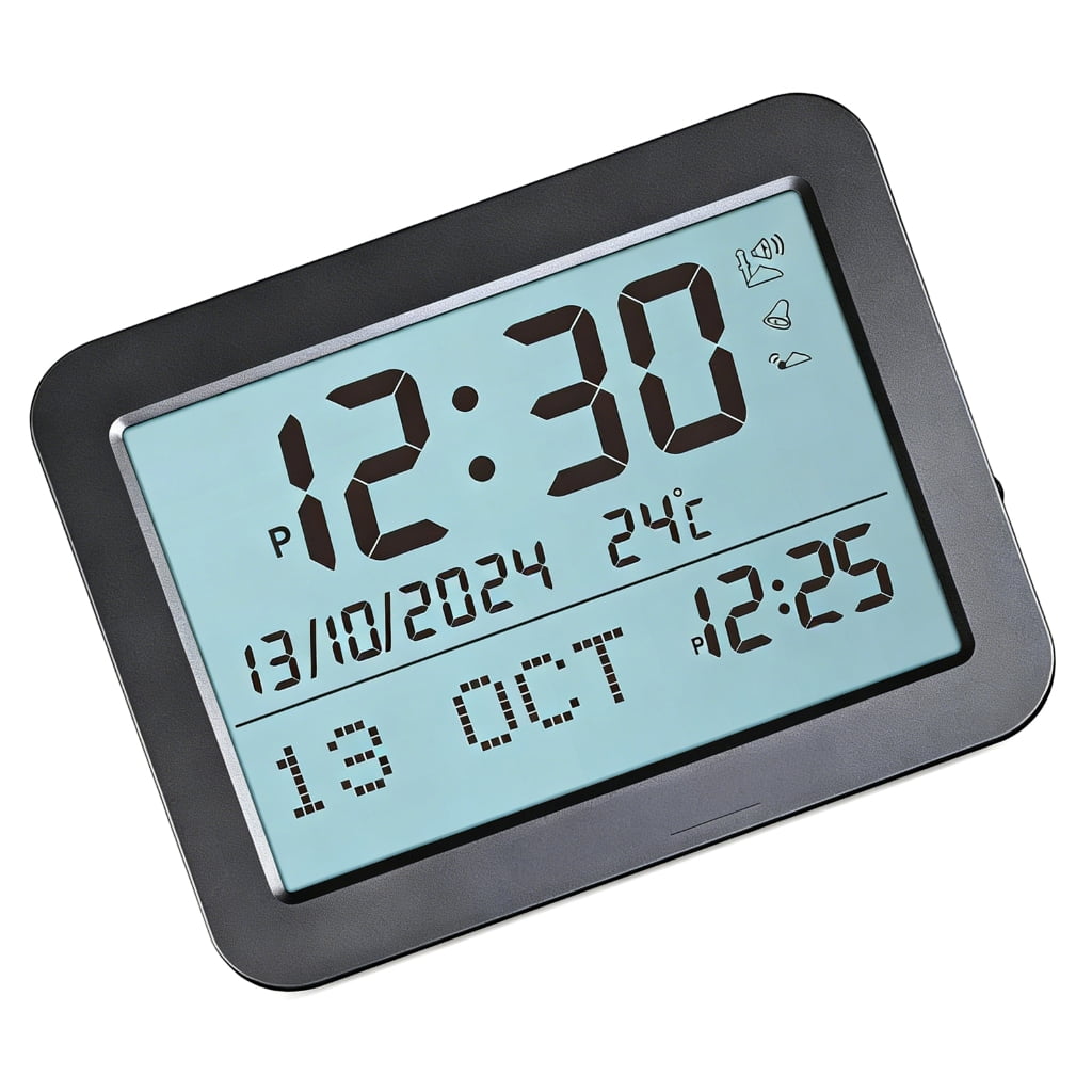 PatungKu Metal Square Desktop LCD Alarm Clock Featuring Large Screen ...