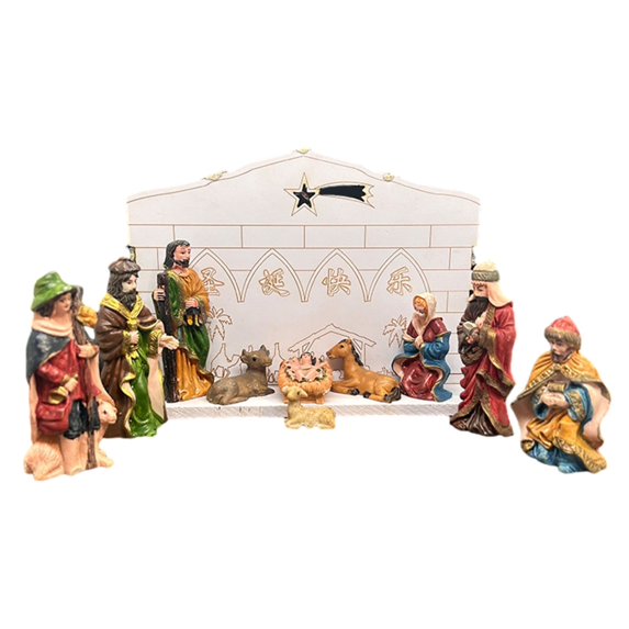 PatungKu Mini Christmas Nativity Set Nativity Scene LED Light Miniature ...