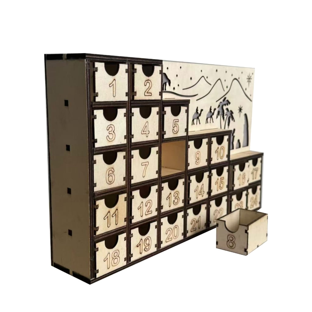 PatungKu Religious Wooden Advent Calendar Cabinet With Permanent LED ...