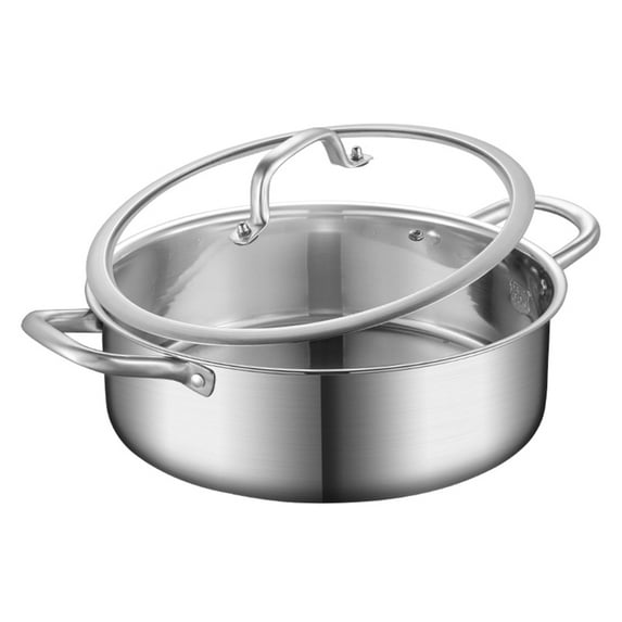 PatungKu Stainless Steels Hot Pot With Glass Lid and Double Handle for ...