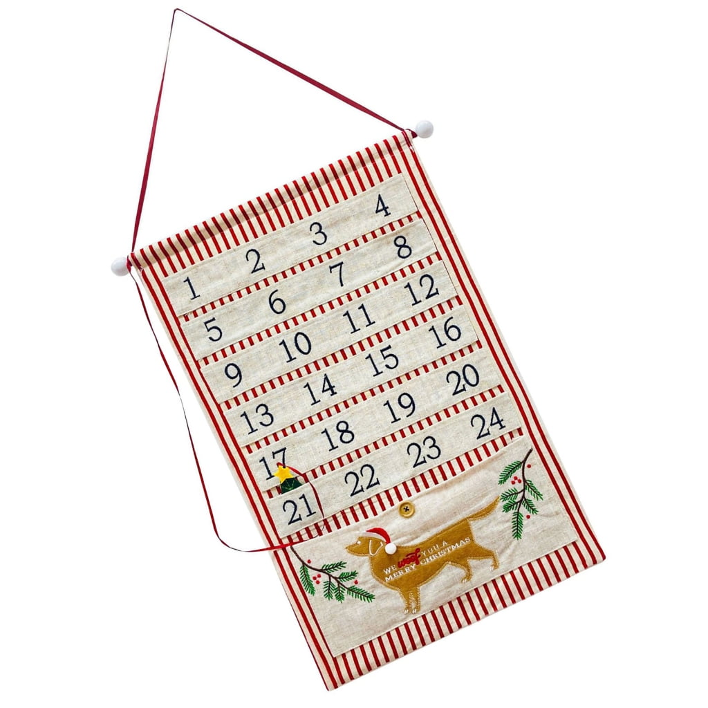 PatungKu Wall Hanging Fabric Christmas Advent Calendar with 24 Pockets ...