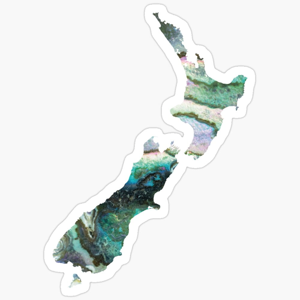 Paua Shell Nz New Zealand Map North And South Island Gift Sticker Phone ...