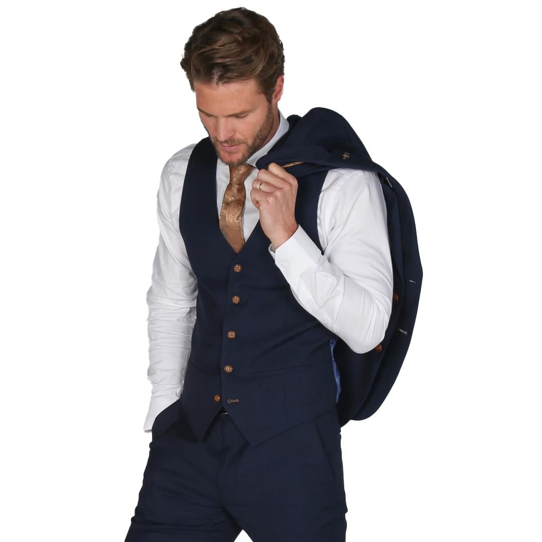 Paul Andrew Mayfair- Men's Plain Navy Wedding Waistcoat - Walmart.com