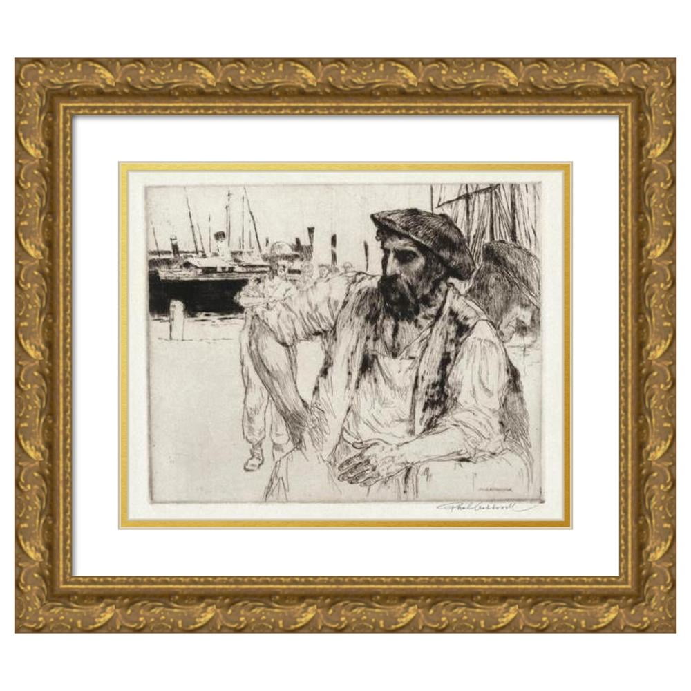 Paul Ashbrook 17x15 Gold Ornate Wood Frame and Double Matted Museum Art ...