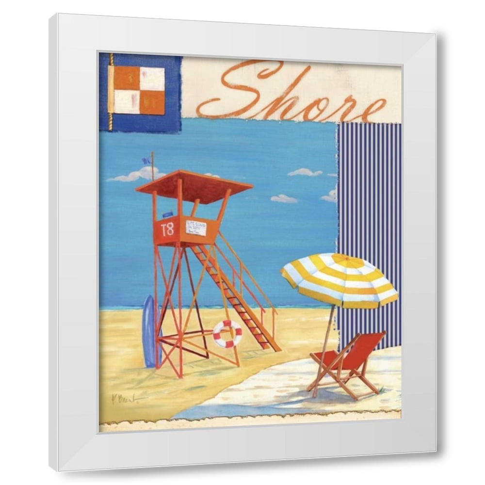 Paul Brent 12x14 White Modern Wood Framed Wall Art Titled - Lifeguard ...