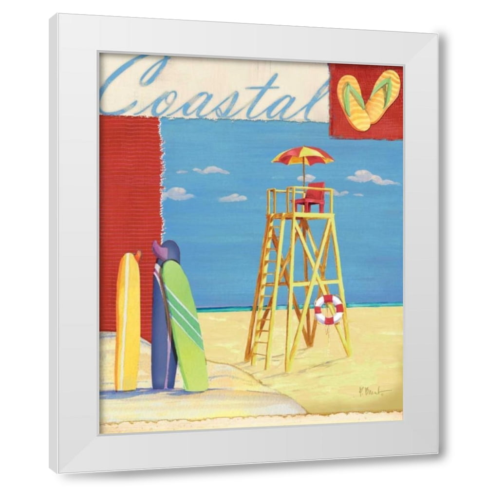 Paul Brent 12x14 White Modern Wood Framed Wall Art Titled - Lifeguard ...