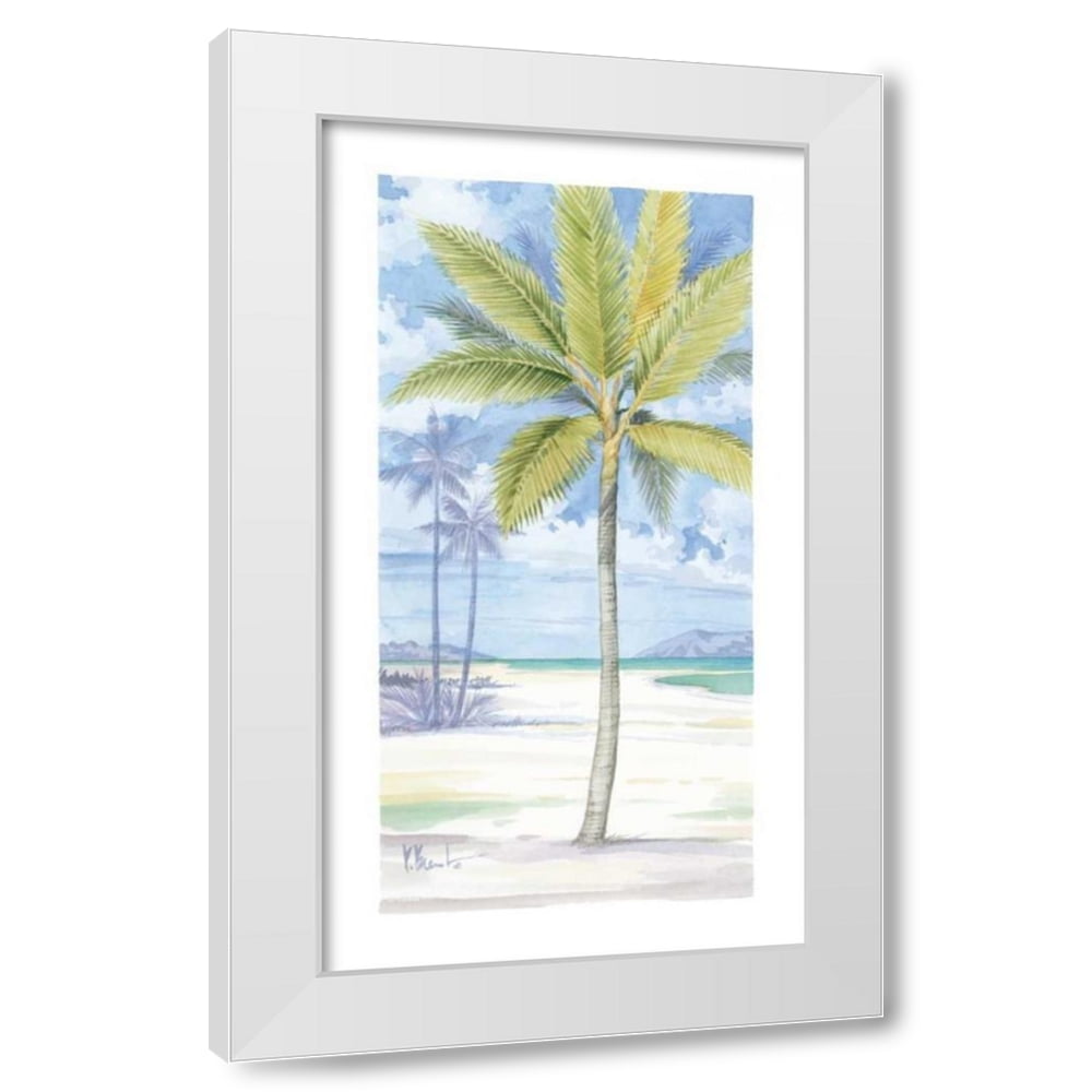 Paul Brent 15x24 White Modern Wood Framed Wall Art Titled - Palm Island ...