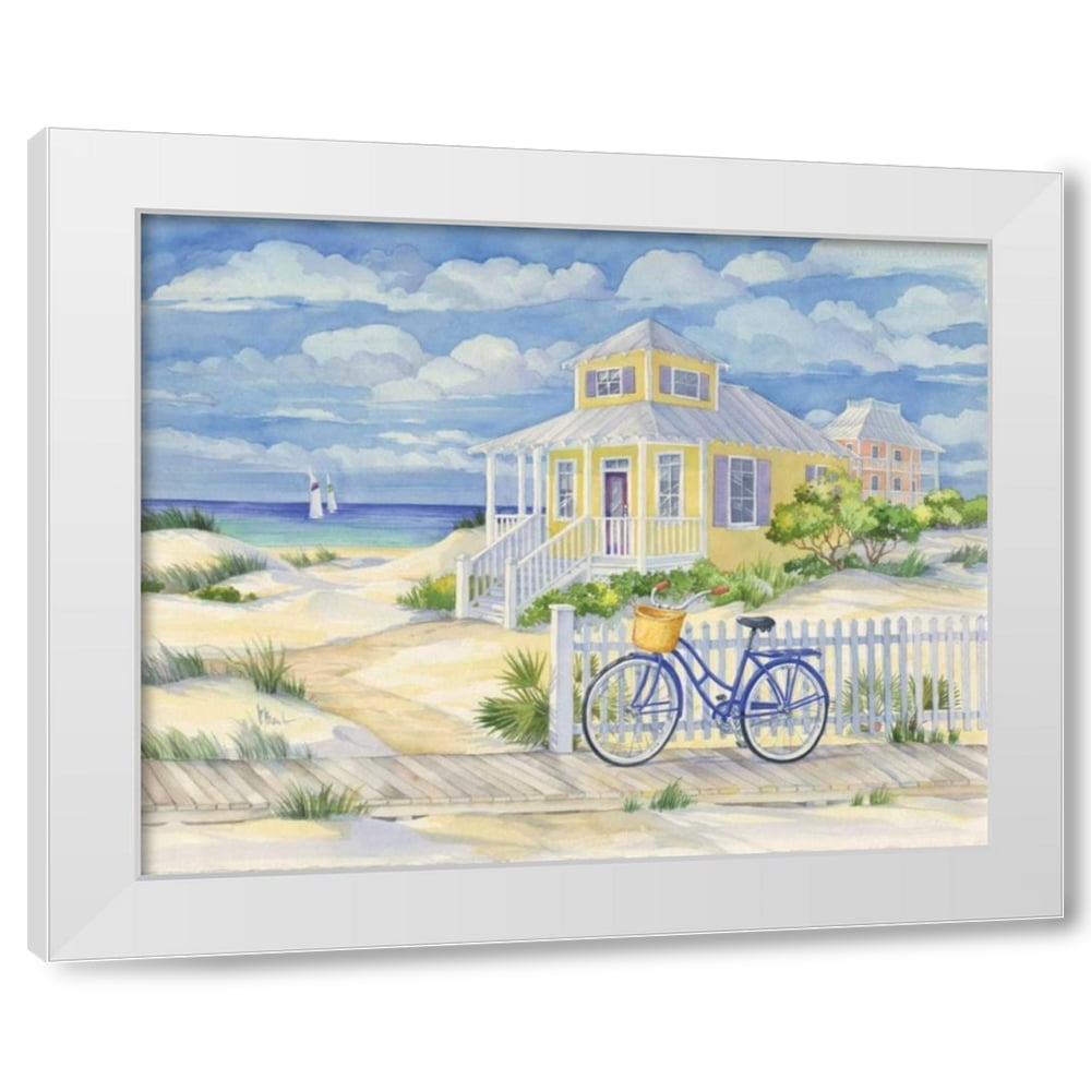 Paul Brent 24x20 White Modern Wood Framed Wall Art Titled - Beach ...