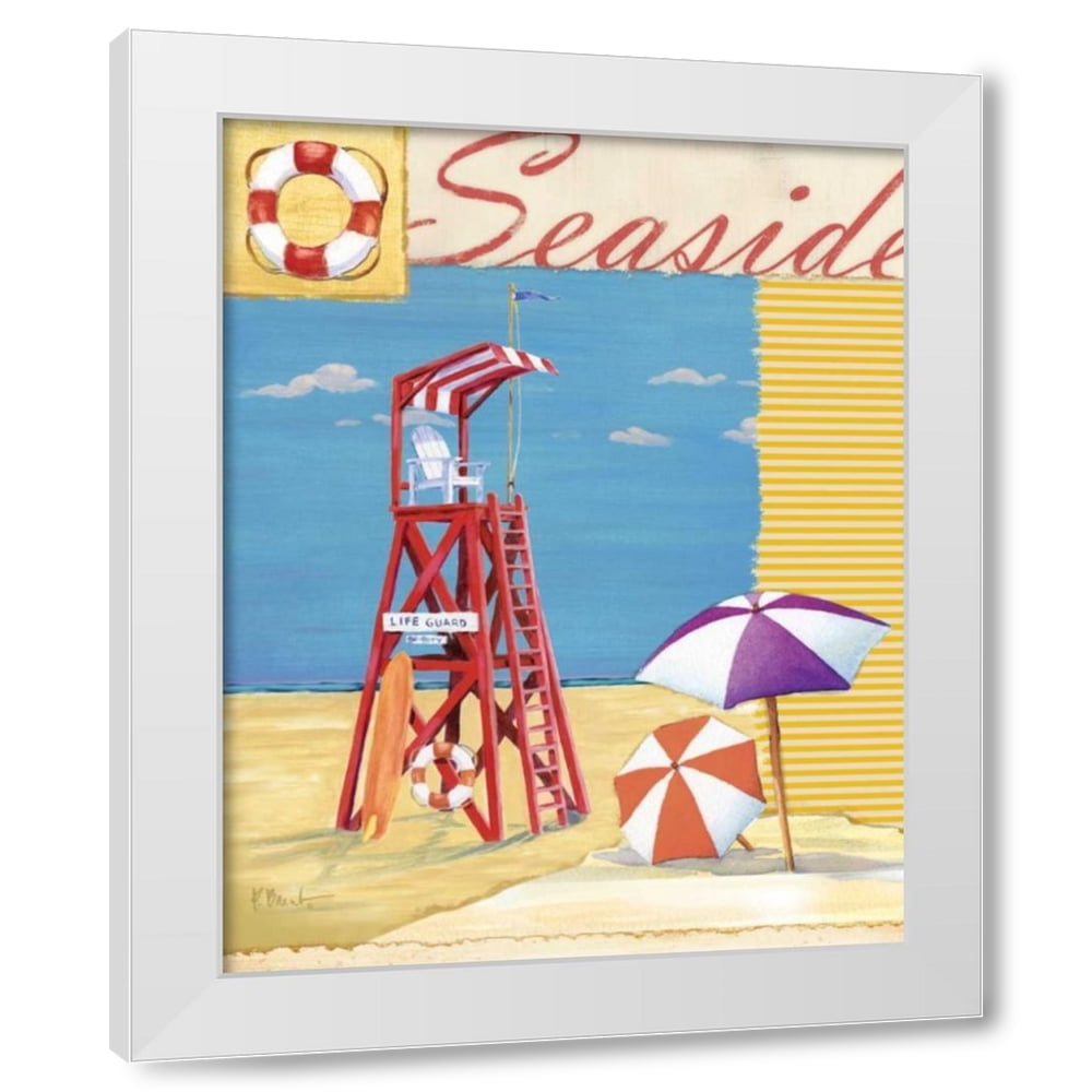 Paul Brent 26x32 White Modern Wood Framed Wall Art Titled - Lifeguard ...
