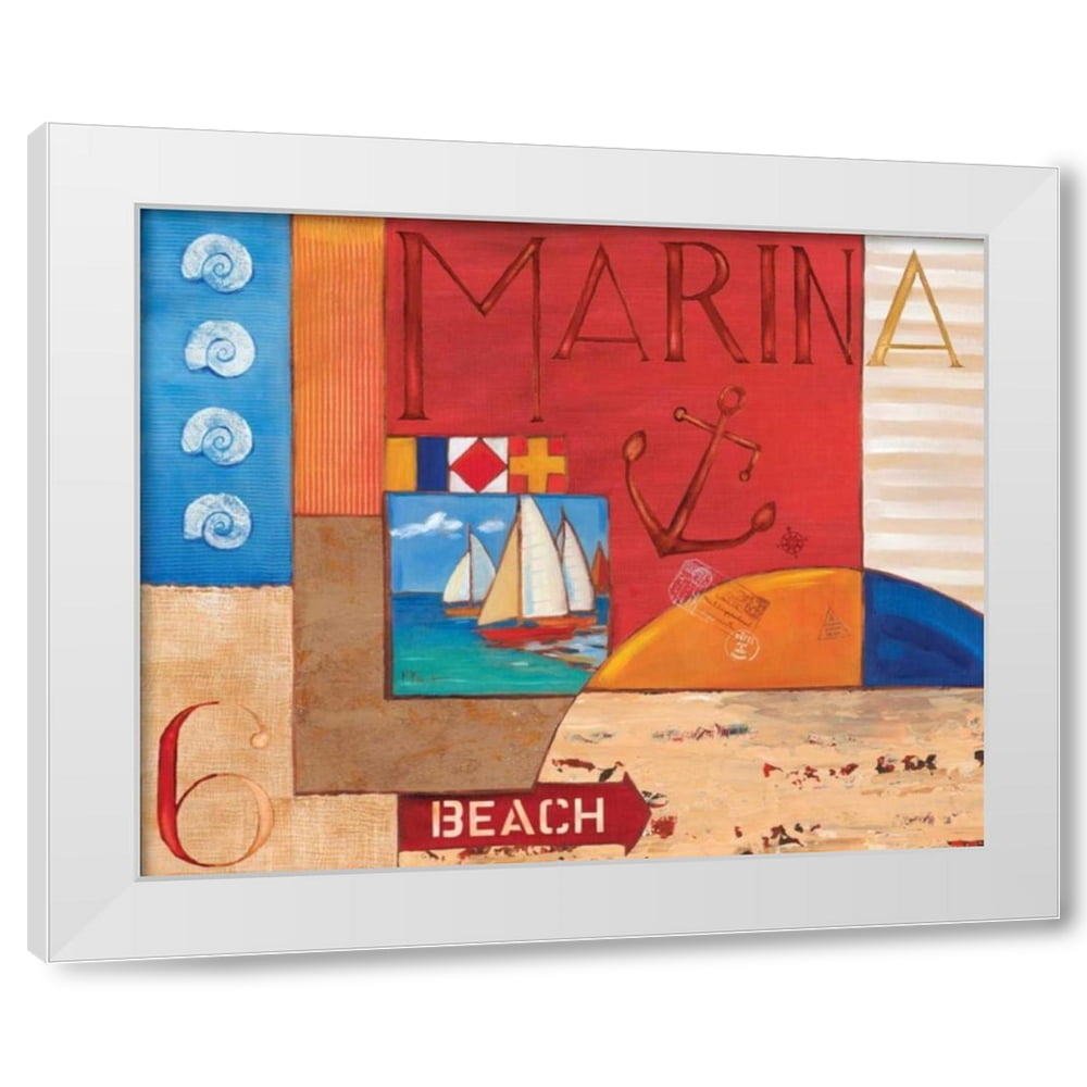 Paul Brent 32x26 White Modern Wood Framed Wall Art Titled - Portofino ...