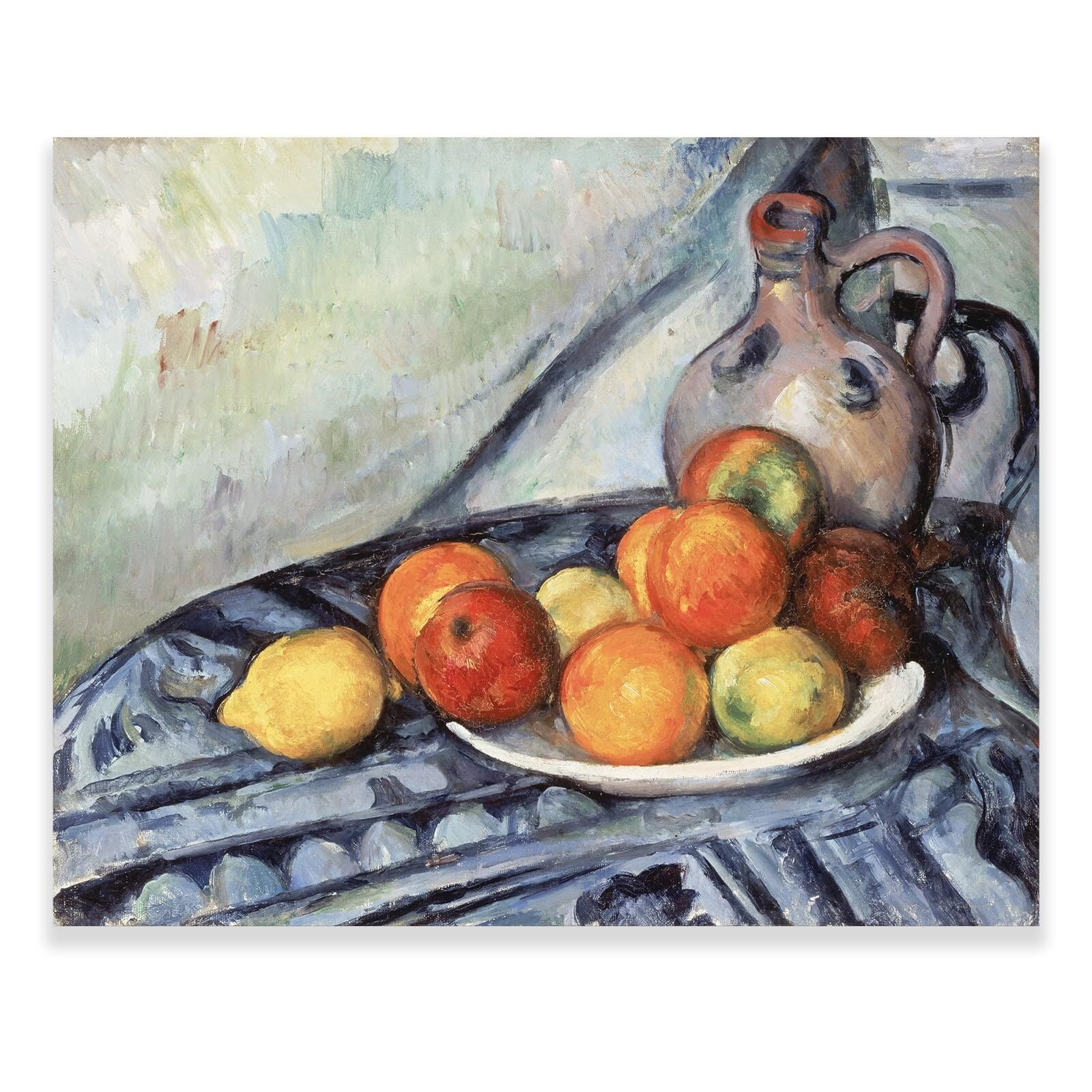 Paul Cezanne Canvas Wall Art - Fruit and A Jug on A Table Poster - Still Life Art Prints - Post ...