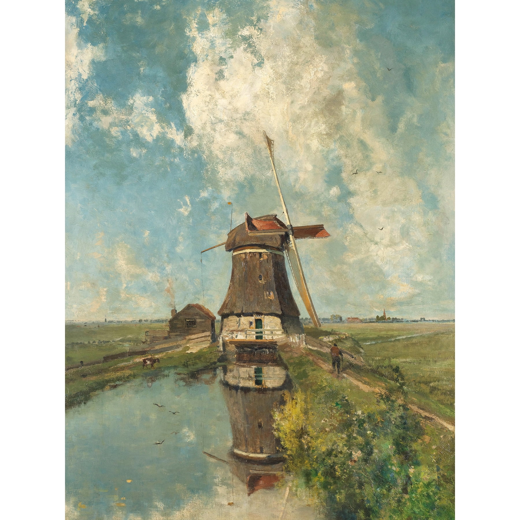 Paul Gabriel A Windmill On A Polder Waterway Extra Large XL Wall Art ...