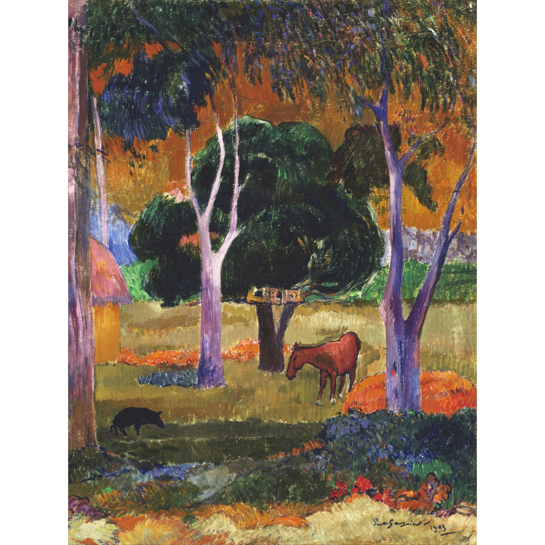 Paul Gauguin Landscape With A Pig And A Horse Hiva Oa Extra Large Art ...