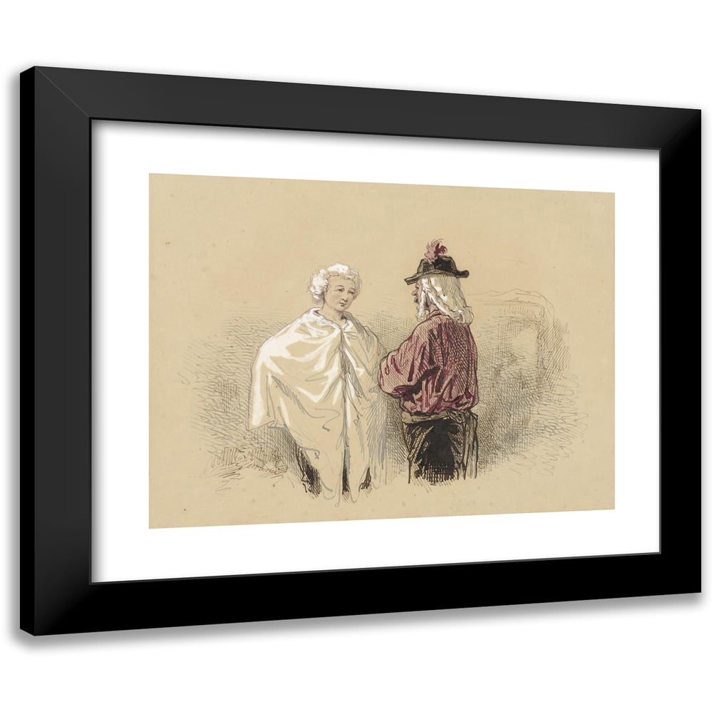 Paul Gavarni 14x12 Black Modern Framed Museum Art Print Titled - Two ...