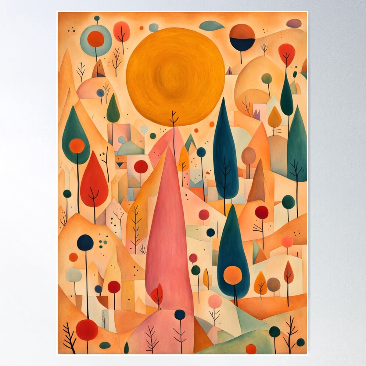 Paul Klee Inspired Geometric Abstract, Peach, Mustard, Green #2 Poster ...