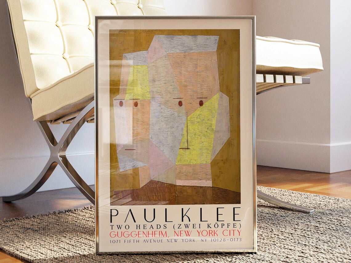 Paul Klee Poster Two Heads Zwei Kã¶Pfe Modern Abstract Art Print Wall Decor, Abstract Art Print ...