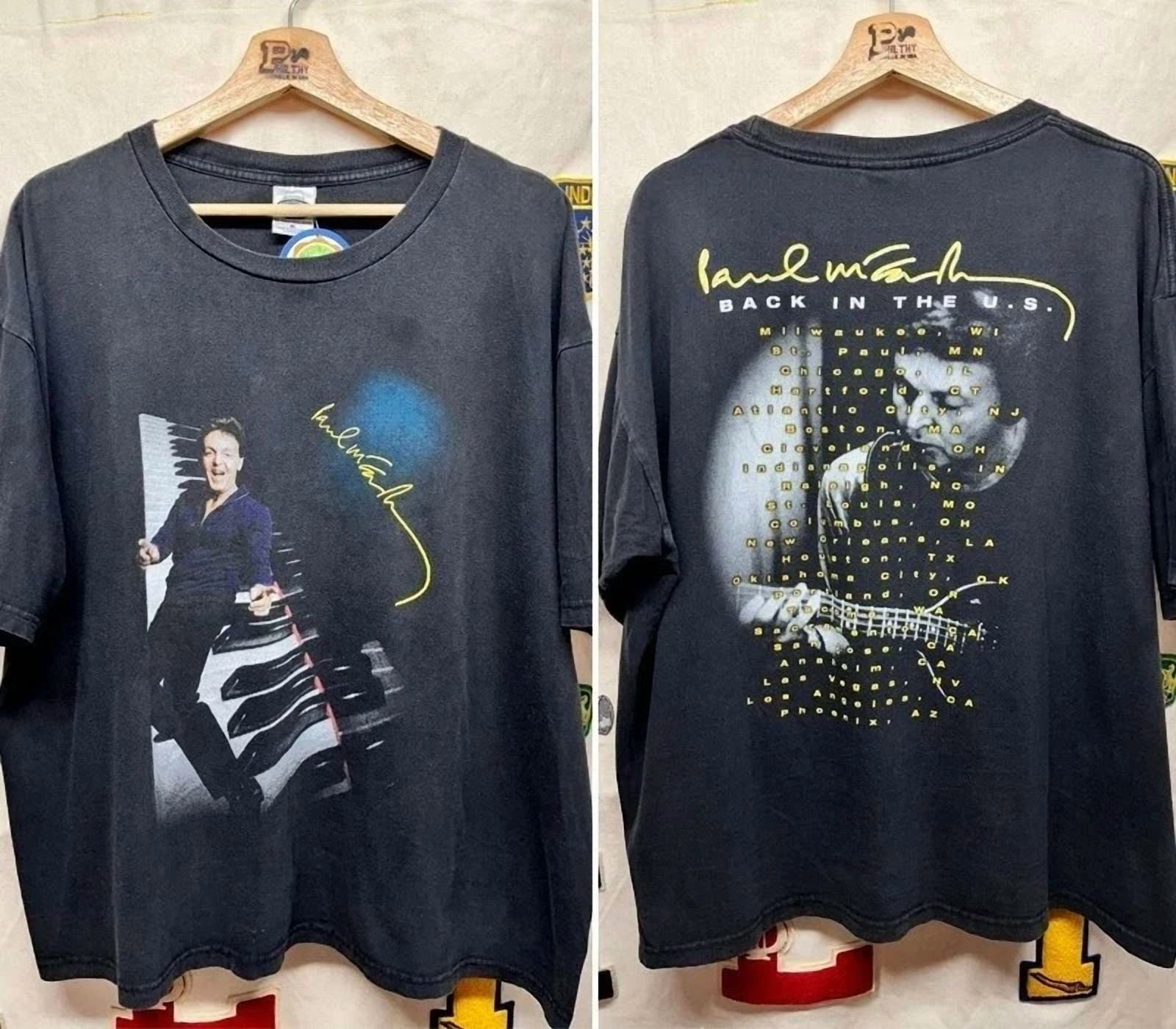 Paul McCartney Back in The US Beatles 2002 Concert Tour T-Shirt Reprint ...