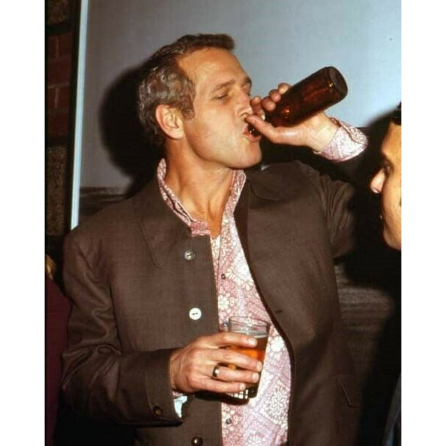 Paul Newman candid circa 1970 swigging from beer bottle 11x17 poster ...