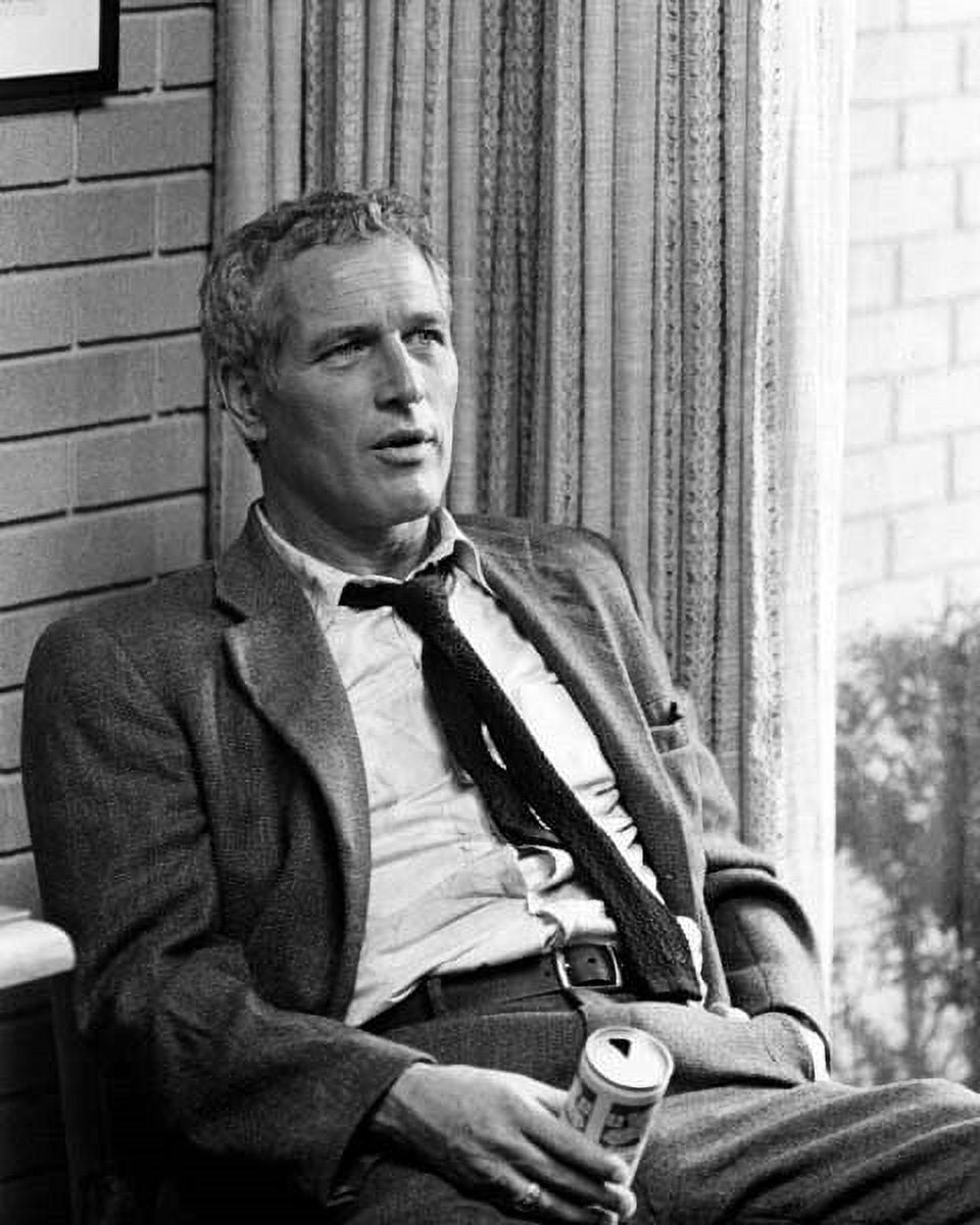 Paul Newman cool pose in suit & lossened tie holding can of beer 4x6 ...