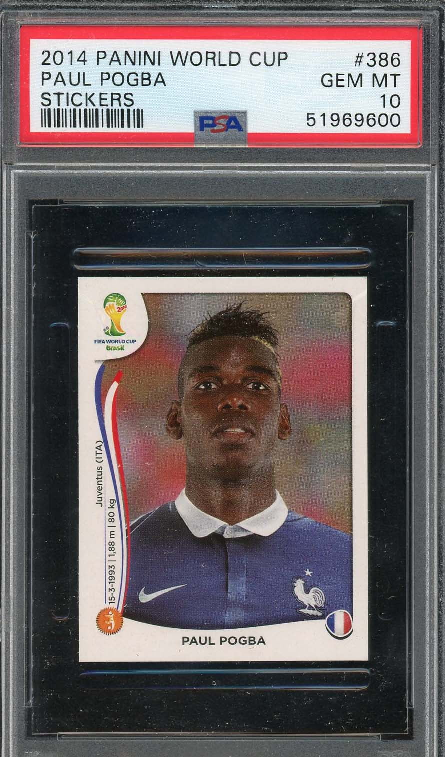 Paul Pogba 2014 Panini World Cup Stickers Rookie Card #386 PSA 10 ...