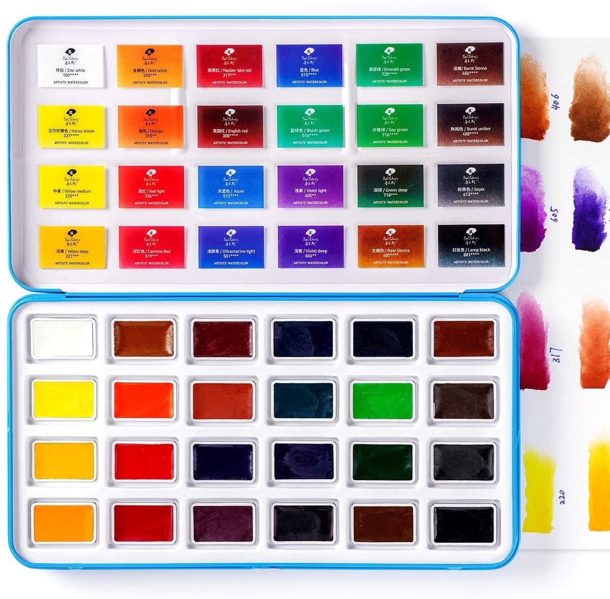 Paul Rubens Watercolor Paint Set, 24 Vivid Full Pan Colors, High ...