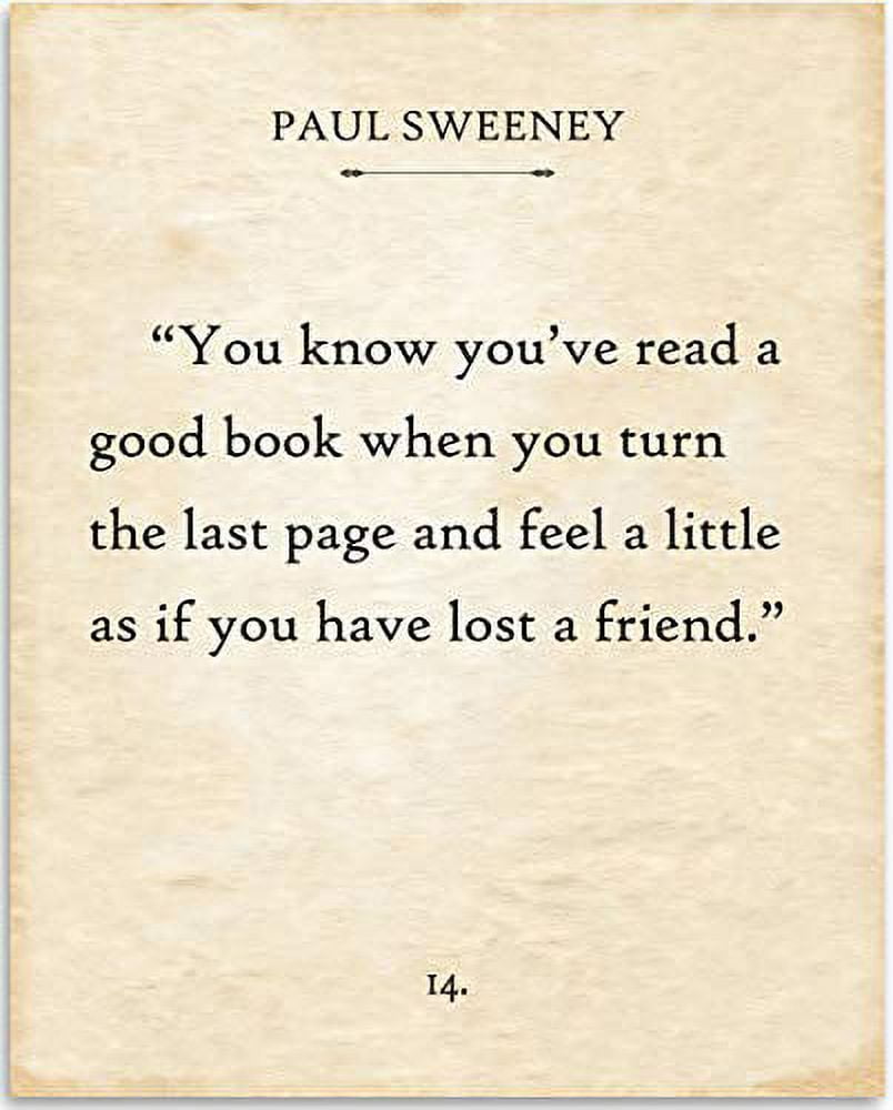 Paul Sweeney - You Know You've Read A Good Book When - Book Page Quote ...