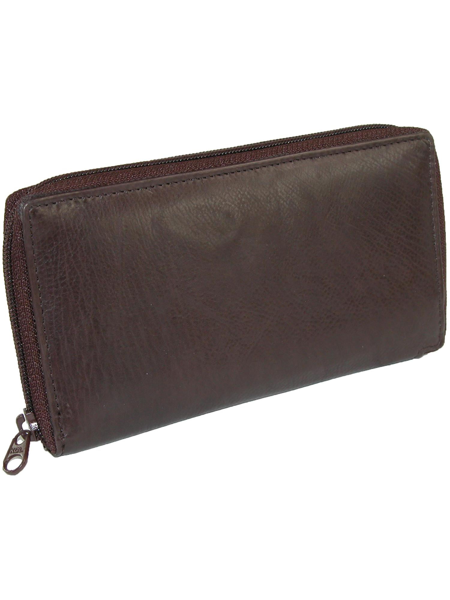 Paul & Taylor Leather Deluxe Zip Around Checkbook Cover Wallet ...